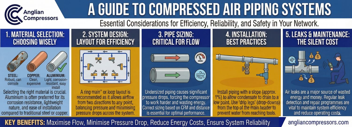 A Guide to Compressed Air Piping Systems | Anglian Compressors