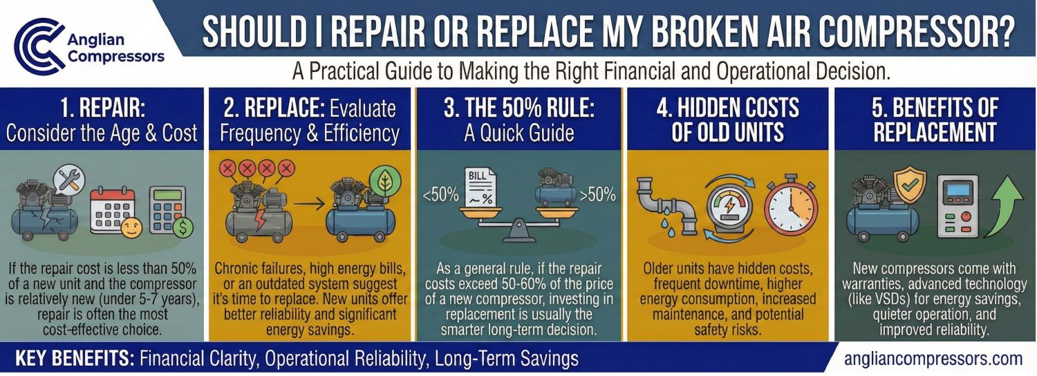 Should I Repair or Replace My Broken Air Compressor? | Anglian Compressors