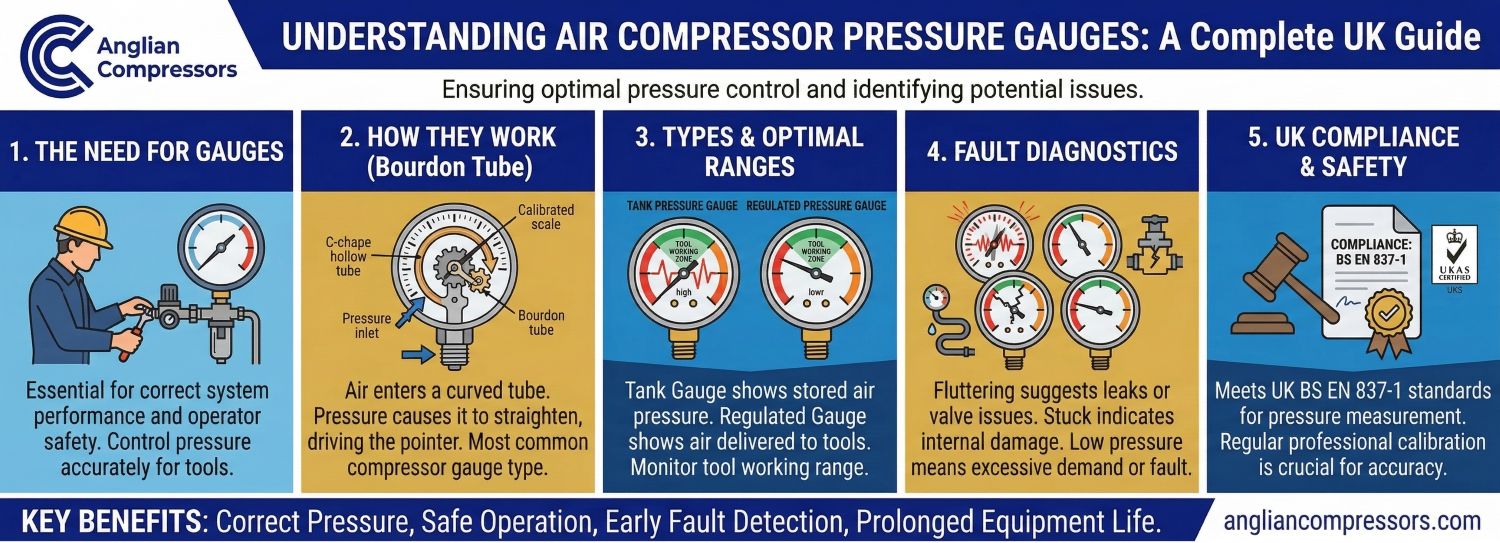 Understanding Air Compressor Pressure Gauges | Anglian Compressors